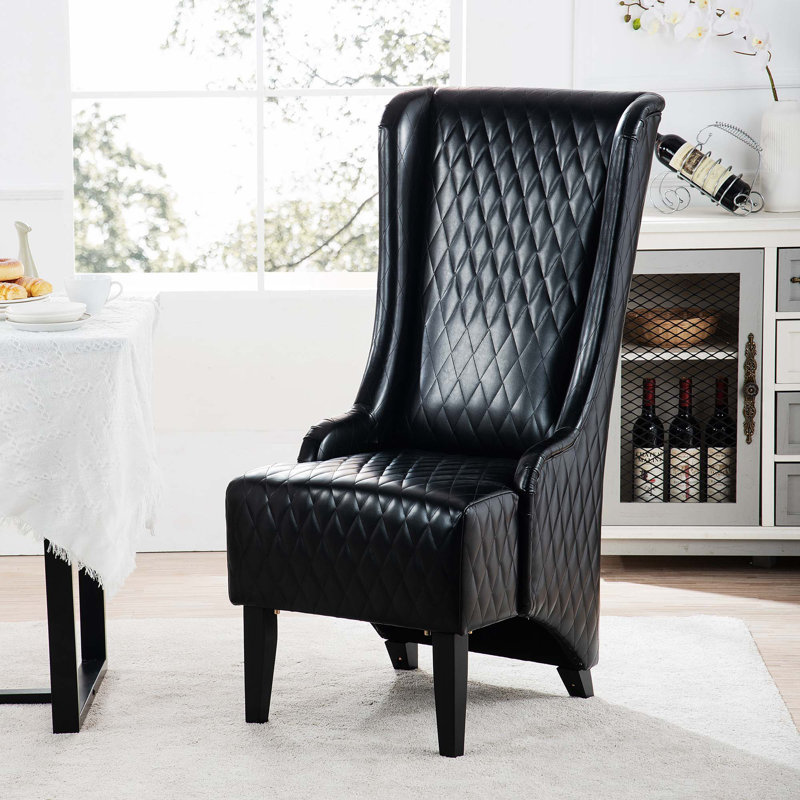 Dasha Modern Faux Leather High Back Accent Chair Black Faux Leather